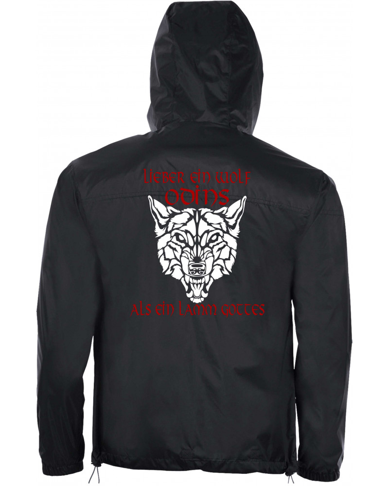 Bestickter Herren Windbreaker (Lieber ein Wolf Odins als ein Lamm Gottes)