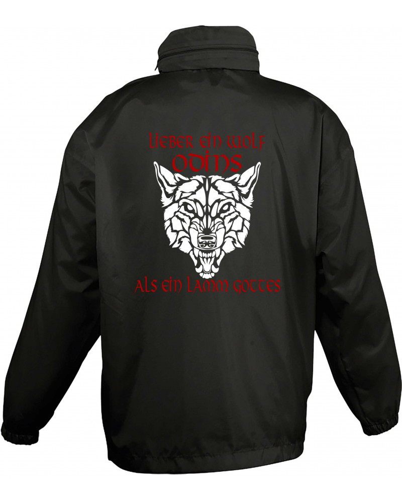 Bestickter Kinder Windbreaker (Lieber ein Wolf Odins als ein Lamm Gottes)